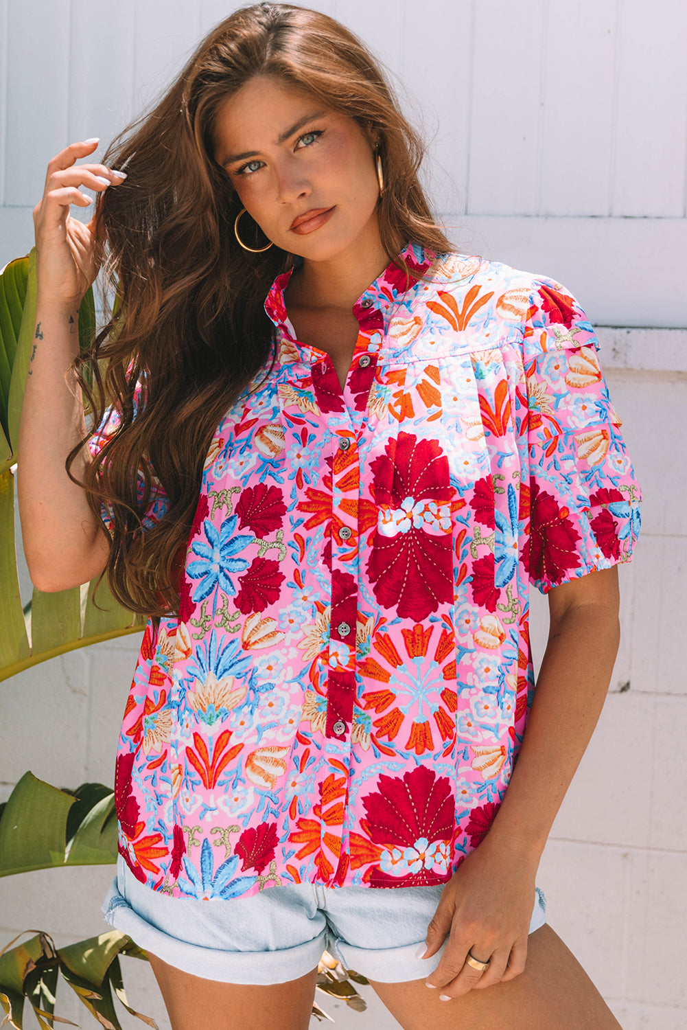 Pink Ric Rac Floral Tiered Short Sleeve Blouse – Boujee Junction Boutique